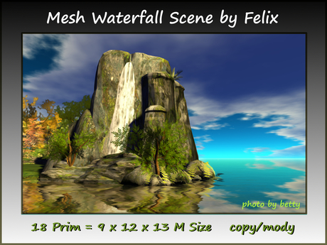 Second Life Marketplace - Mesh Waterfall Scene by Felix 18 prim ...