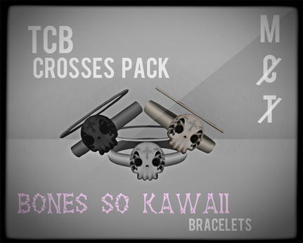 Second Life Marketplace - TCB - Bones So Kawaii Bracelet - Crosses Pack