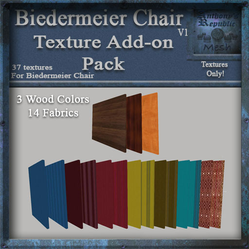 Second Life Marketplace - TEXTURE ADD-ON Kit for Biedermeier Chair V1 ...