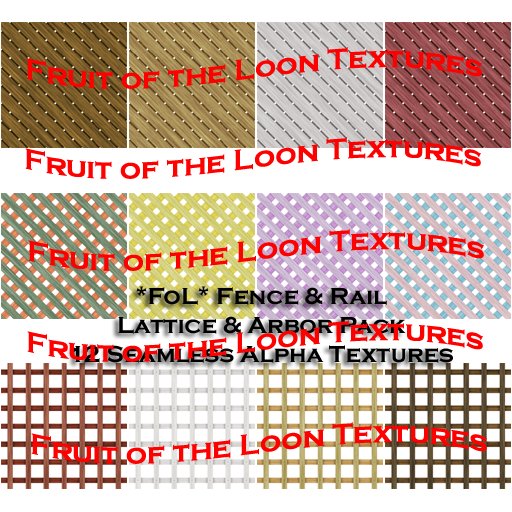 Second Life Marketplace - *FoL* Fence & Rail Textures - Lattice, Fence ...