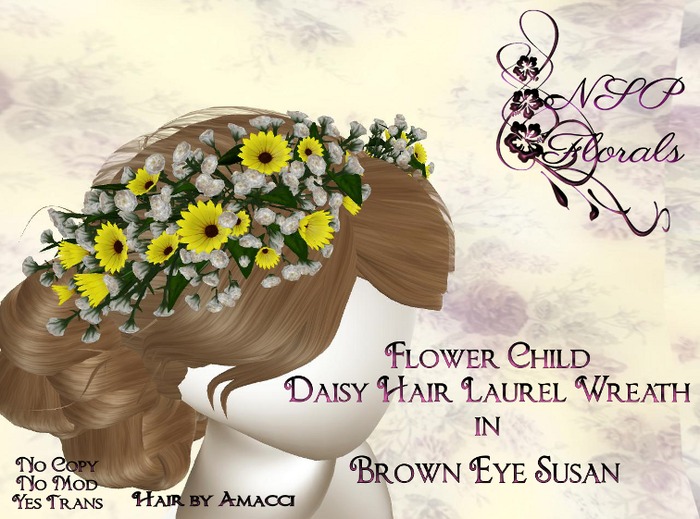 Second Life Marketplace - NSP Flower Child Daisy Hair Wreath BES boxed