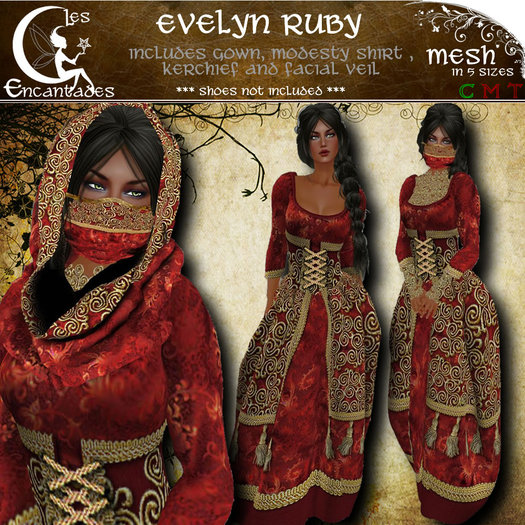 Second Life Marketplace - *LE* Evelyn Ruby - Medieval mesh gown