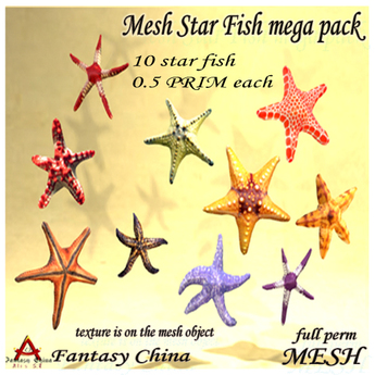 Second Life Marketplace - 50% off Mesh Star Fish mega pack 10 in one ...