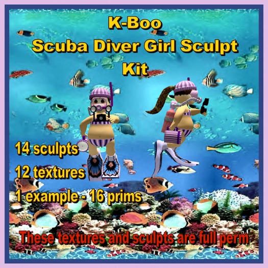 Second Life Marketplace - k-boo scuba diver girl sculpt kit boxed