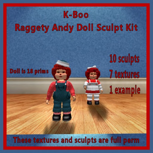 Second Life Marketplace - k-boo raggety andy doll sculpt kit boxed