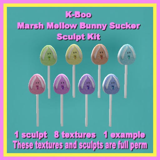 Second Life Marketplace - k-boo marsh mellow bunny sucker sculpt kit boxed