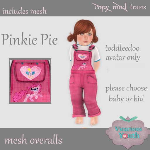 Second Life Marketplace - Vicarious Youth - Simple Overalls - Aqua & Purple