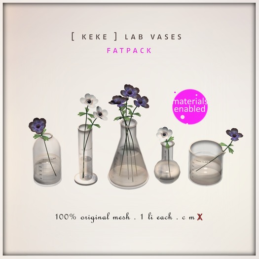 Second Life Marketplace - [ keke ] lab vase - fatpack (mesh)