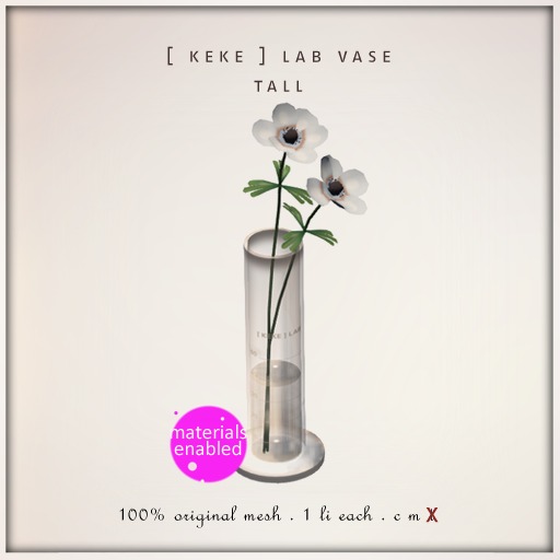 Second Life Marketplace - [ keke ] lab vase w flowers - tall (mesh)