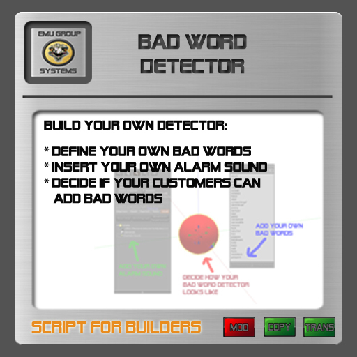 Second Life Marketplace - Script Bad word detector 1.0