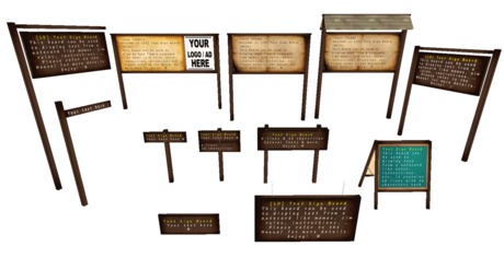 Second Life Marketplace - [SLC] Text Sign Board Pack (mesh, copy)
