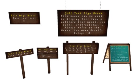 Second Life Marketplace - [SLC] Text Sign Board Pack (mesh, copy)