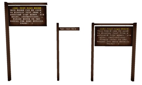 Second Life Marketplace - [SLC] Text Sign Board Pack (mesh, copy)