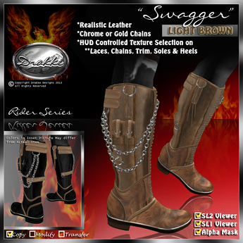 Second Life Marketplace - !Drakke! "Swagger" Men's Riding Boots (Light ...