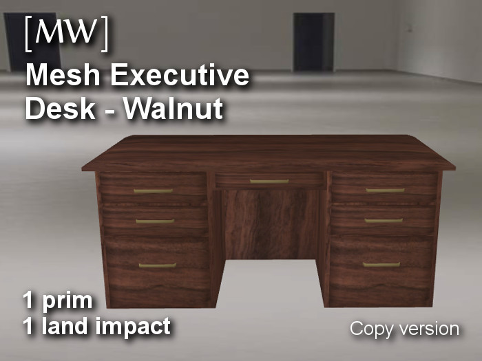 Second Life Marketplace - [MW] 1-Prim Mesh Executive Desk - Walnut ...