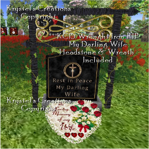 Second Life Marketplace - KC15 Wrought Iron RIP Darling Wife Headstone ...