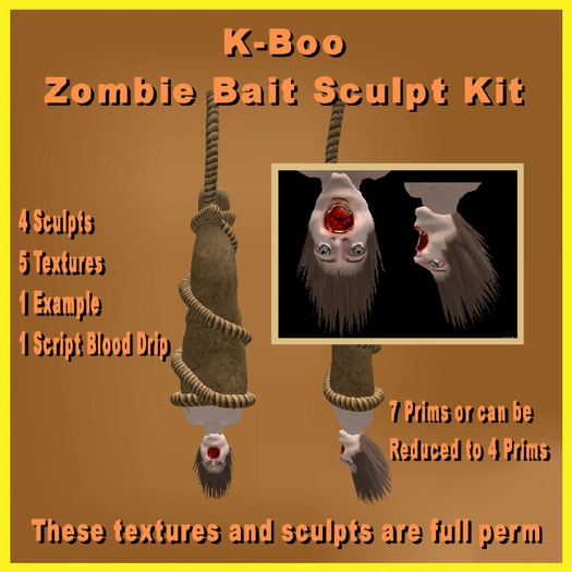 Second Life Marketplace - k-boo zombie bait halloween sculpt kit boxed