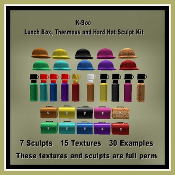 Second Life Marketplace - k-boo lunch box, thermous and hard hat sculpt kit