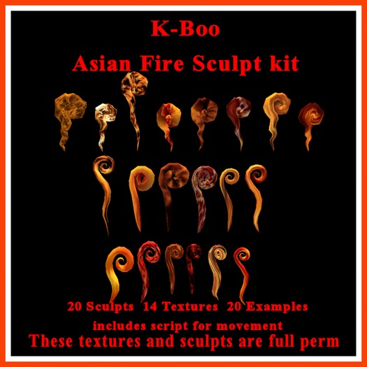 Second Life Marketplace - k-boo asian fire sculpt kit boxed