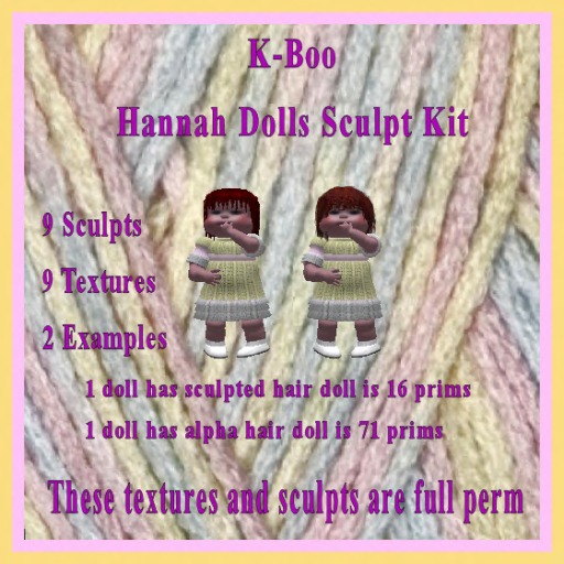 Second Life Marketplace - k-boo hannah dolls sculpt kit boxed