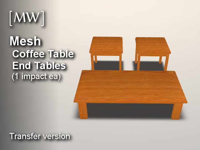 Second Life Marketplace - [MW] Mesh Coffee Table Set - Oak (boxed ...