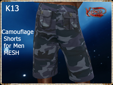 Second Life Marketplace - K13 Camouflage Shorts For Men Mesh