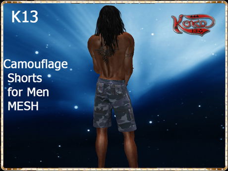 Second Life Marketplace - K13 Camouflage Shorts For Men Mesh