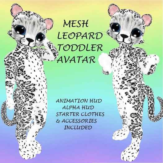 Second Life Marketplace - Furever Kids Furry Mesh Snowy Leopard Toddler ...