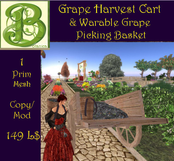 Second Life Marketplace - Grape Harvest Cart, w / Wearable Grape ...