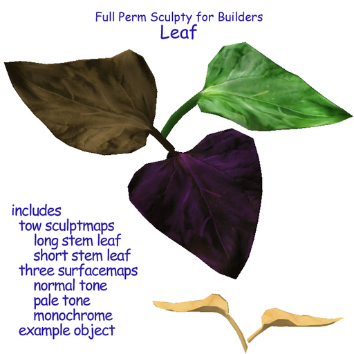 Second Life Marketplace - Leaf - Full Perm Sculpties for Builders