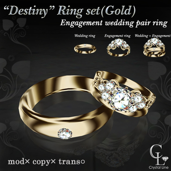 Second Life Marketplace - ((Crystal Line))Destiny Ring set[GOLD]-BOX
