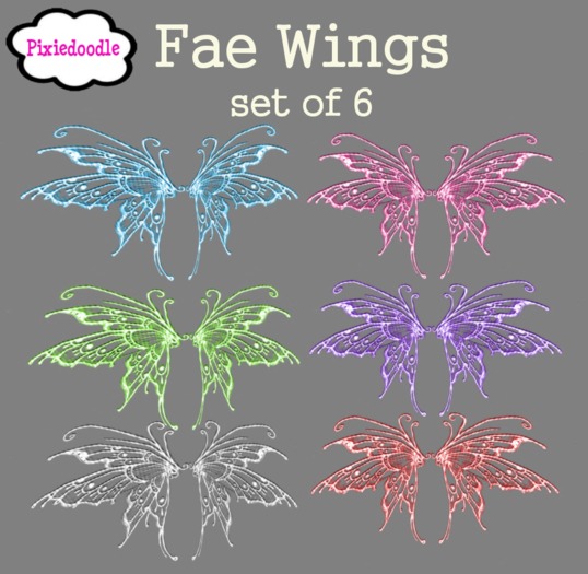 Second Life Marketplace - Pixiedoodle~Fae Wings Pack of 6