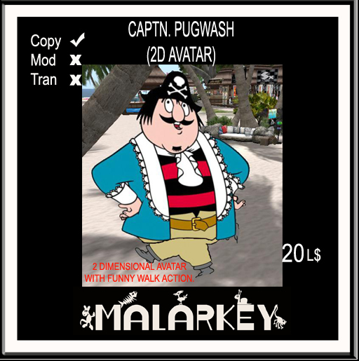Second Life Marketplace - Captain Pugwash 2 Dimensional Avatar
