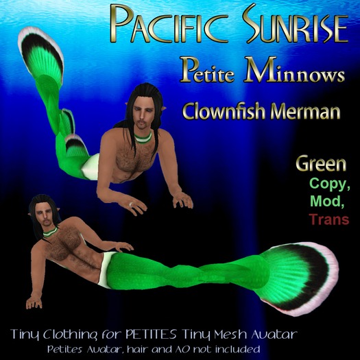 Second Life Marketplace - (PS) Petite Minnows - Clownfish Merman Green