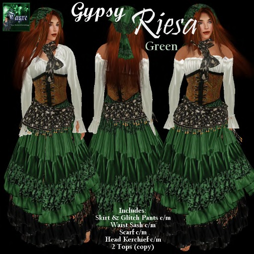 Second Life Marketplace - Gypsy Riesa / Renaissance Maid - Green