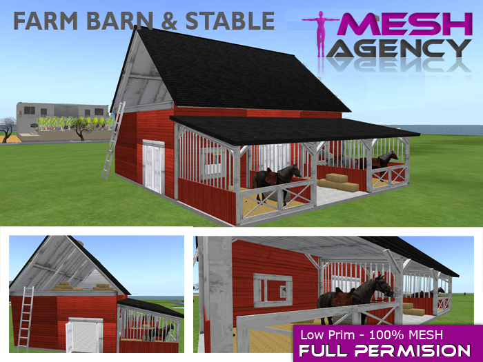 Second Life Marketplace - Farm barn and horse shelter - FULL PERM