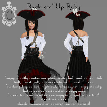 Second Life Marketplace - ::C S:: Rack em' Up Ruby Pirate Outfit