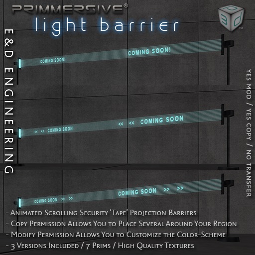 Second Life Marketplace - Coming Soon! - Promotional Light Barrier v2 ...