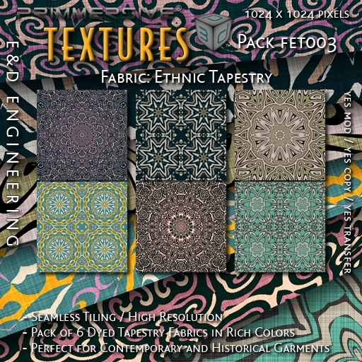 Second Life Marketplace - [FET003] 6 1024px Dyed Tapestry Fabrics in ...