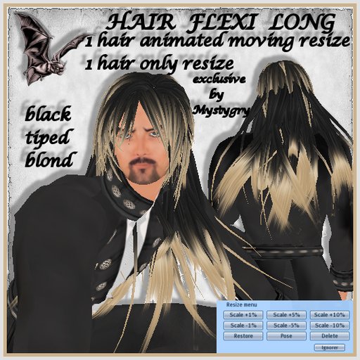 Second Life Marketplace - Hair flexi men long black tp blond moving and ...