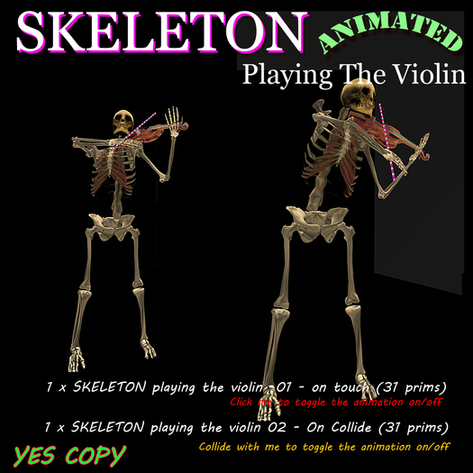 Second Life Marketplace - SKELETON Playing The Violin ANIMATED