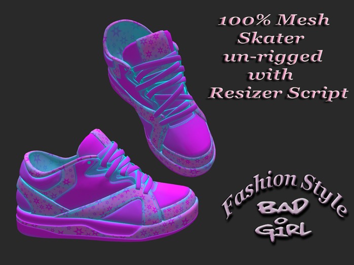 Second Life Marketplace - Bad Girl Mesh Skate Shoes Stars clean crazy ...