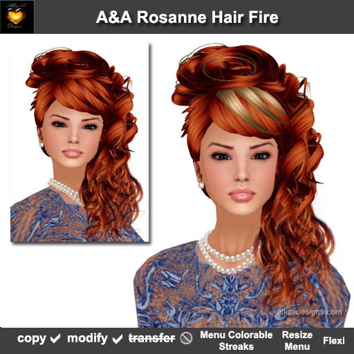 Second Life Marketplace - A&A Rosanne Hair Fire (Special Color). Half ...