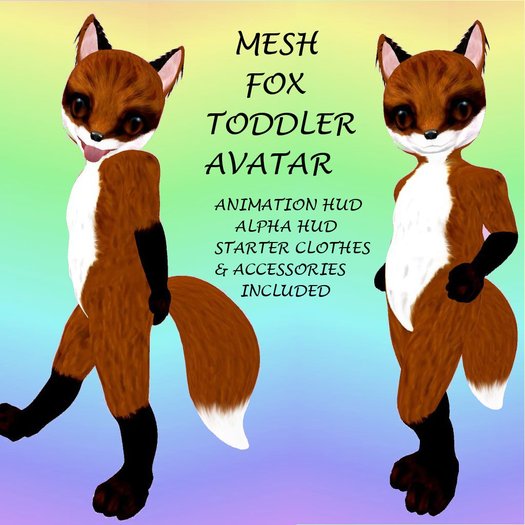 Second Life Marketplace - Furever Kids Furry Mesh Fox Toddler Avatar