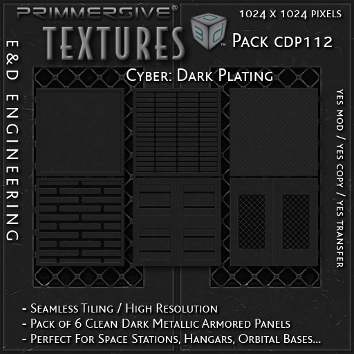 Second Life Marketplace - [CDP112] 6 1024px Dark Gray Armored Plating ...