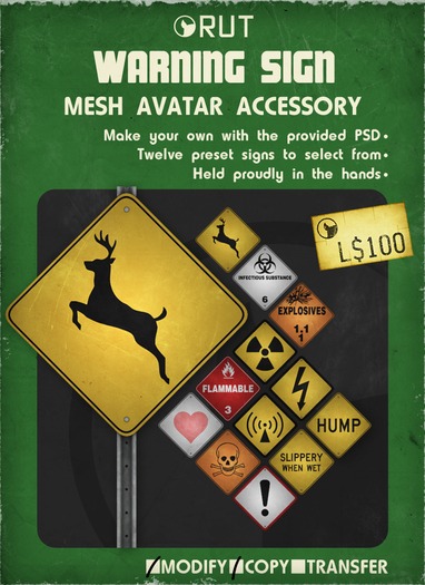 Second Life Marketplace - RUT Warning Sign