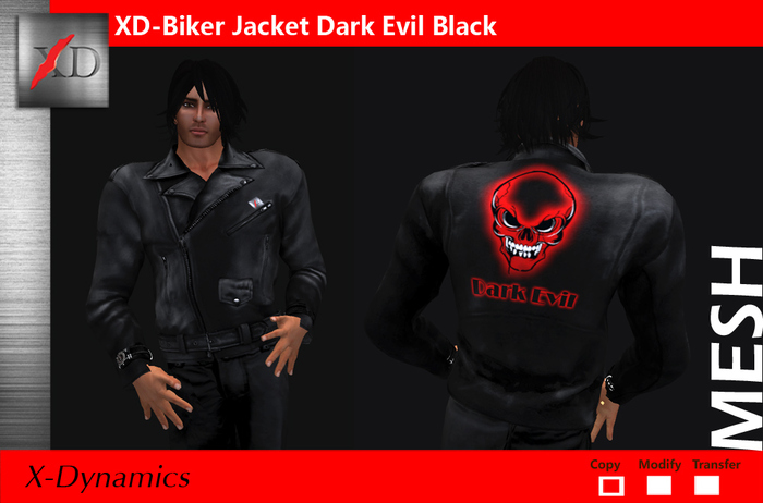 Second Life Marketplace - XD Biker Jacket -Dark Evil-Black 1.2