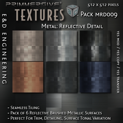 Second Life Marketplace - [MRD009] 6 512px Seamless Reflective Brushed ...