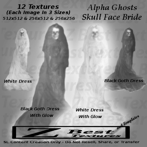 Second Life Marketplace - Z Best Textures - Alpha Ghosts Skull Face ...