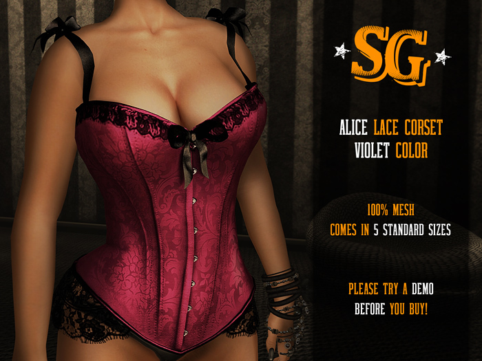 Second Life Marketplace Sg Alice Lace Corset Violet